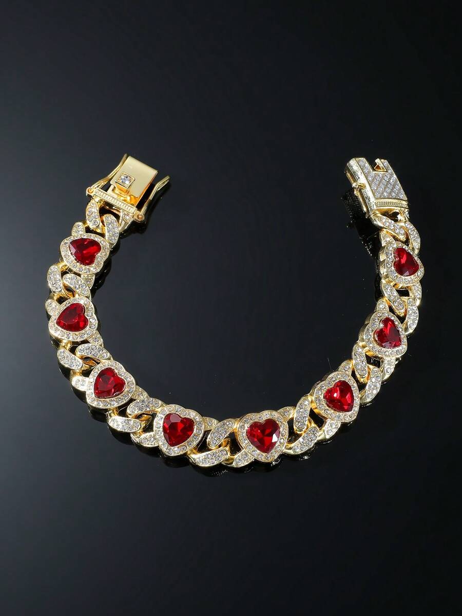 1pc Men's Fully Rhinestone Decorative Peach Shaped & Infinity Symbol ...