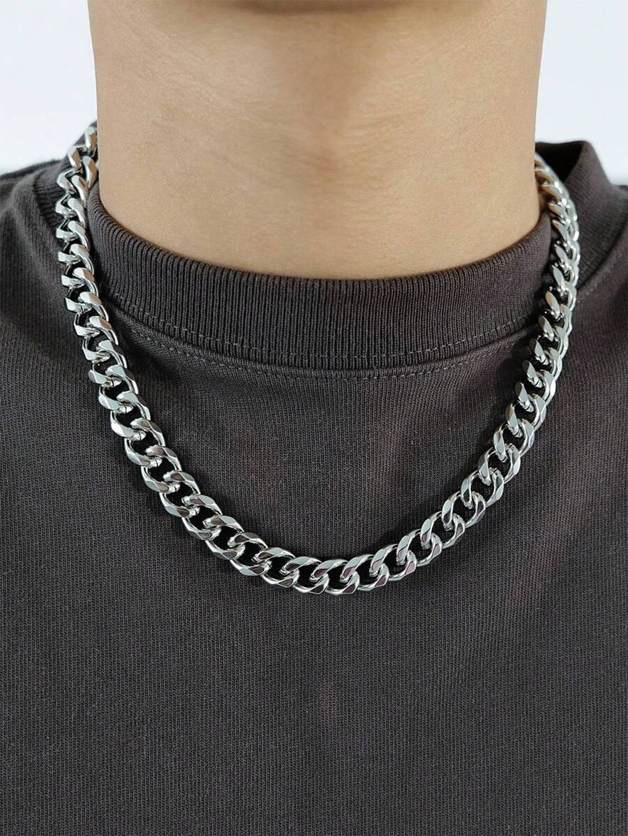 1pc Six-sided Milled Titanium Steel Men's Necklace, Hip Hop Style ...