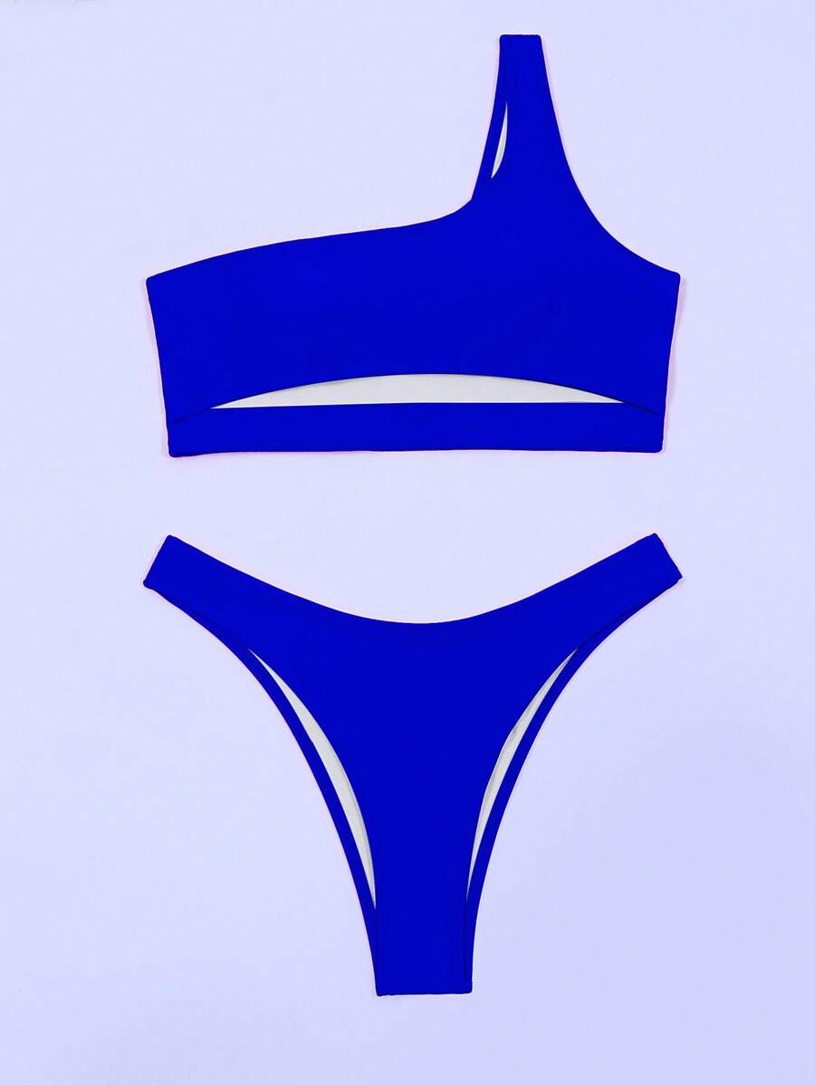 Cut Out One Shoulder Bikini Swimsuit Shein Usa