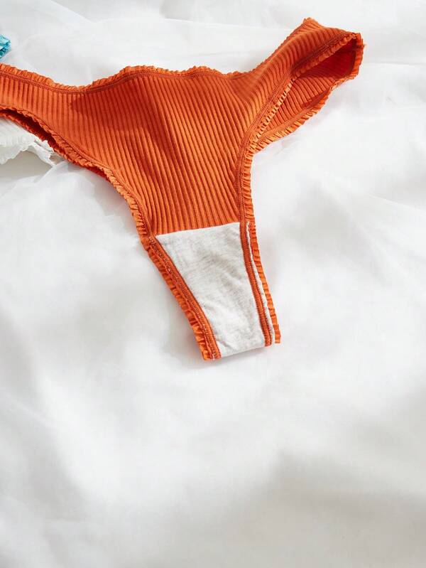 7pack Solid Ribbed Knit Thong | SHEIN EUQS