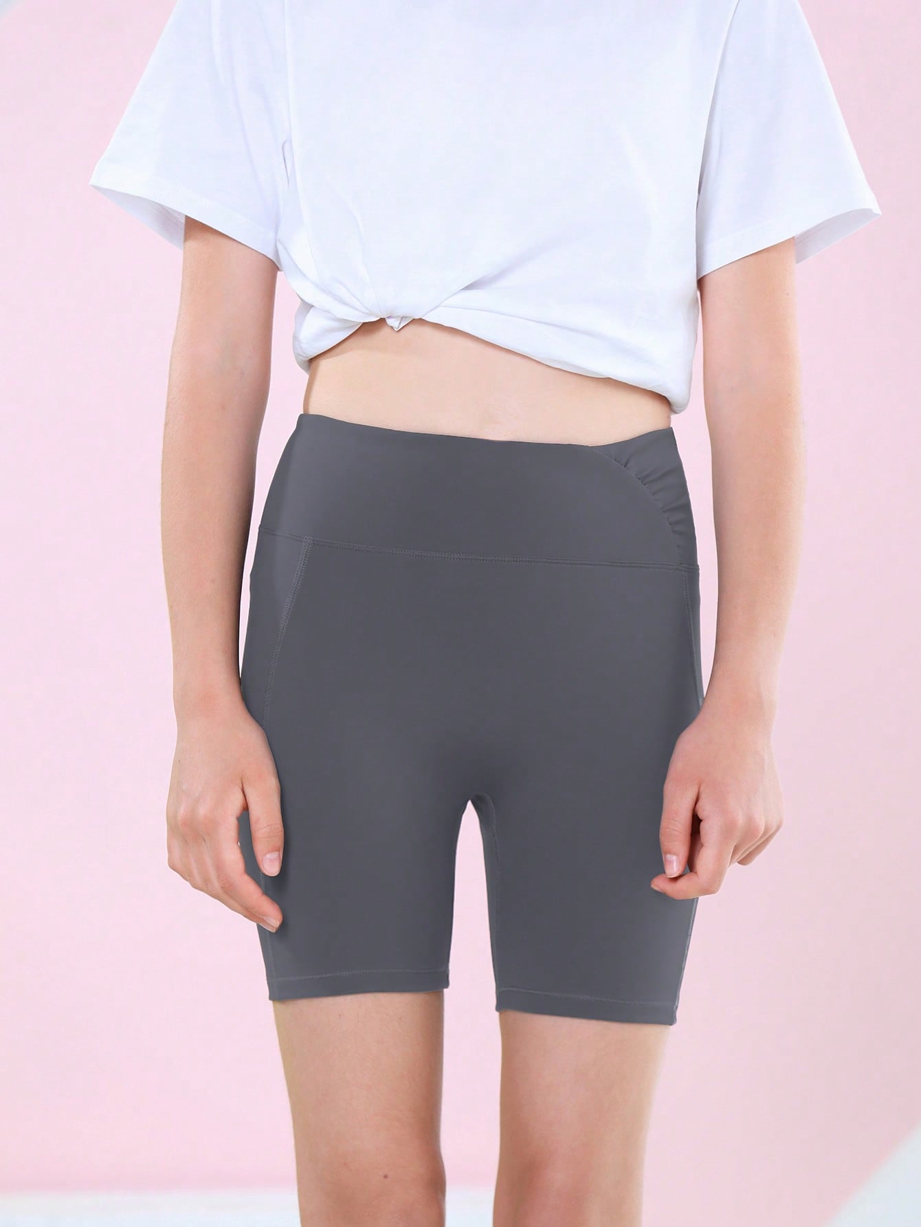 Tween Girl Solid Biker Shorts Shein Usa