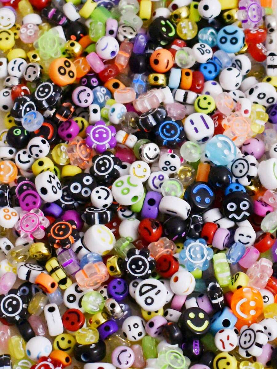35g/Pack 7-10mm Mixed Smile Face Acrylic Beads, Random Color, For DIY ...