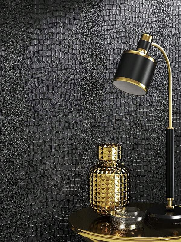 1pc zwarte kleur krokodillenleer textuur behang, luxe wanddecoratie ...