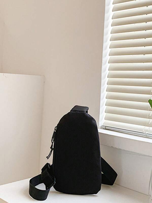 Mini Sling Bag Minimalist Black With Zipper | SHEIN USA