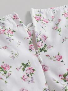 Shein Mod Ditsy Floral Print Ruched Bust Puff Sleeve Summer Long 