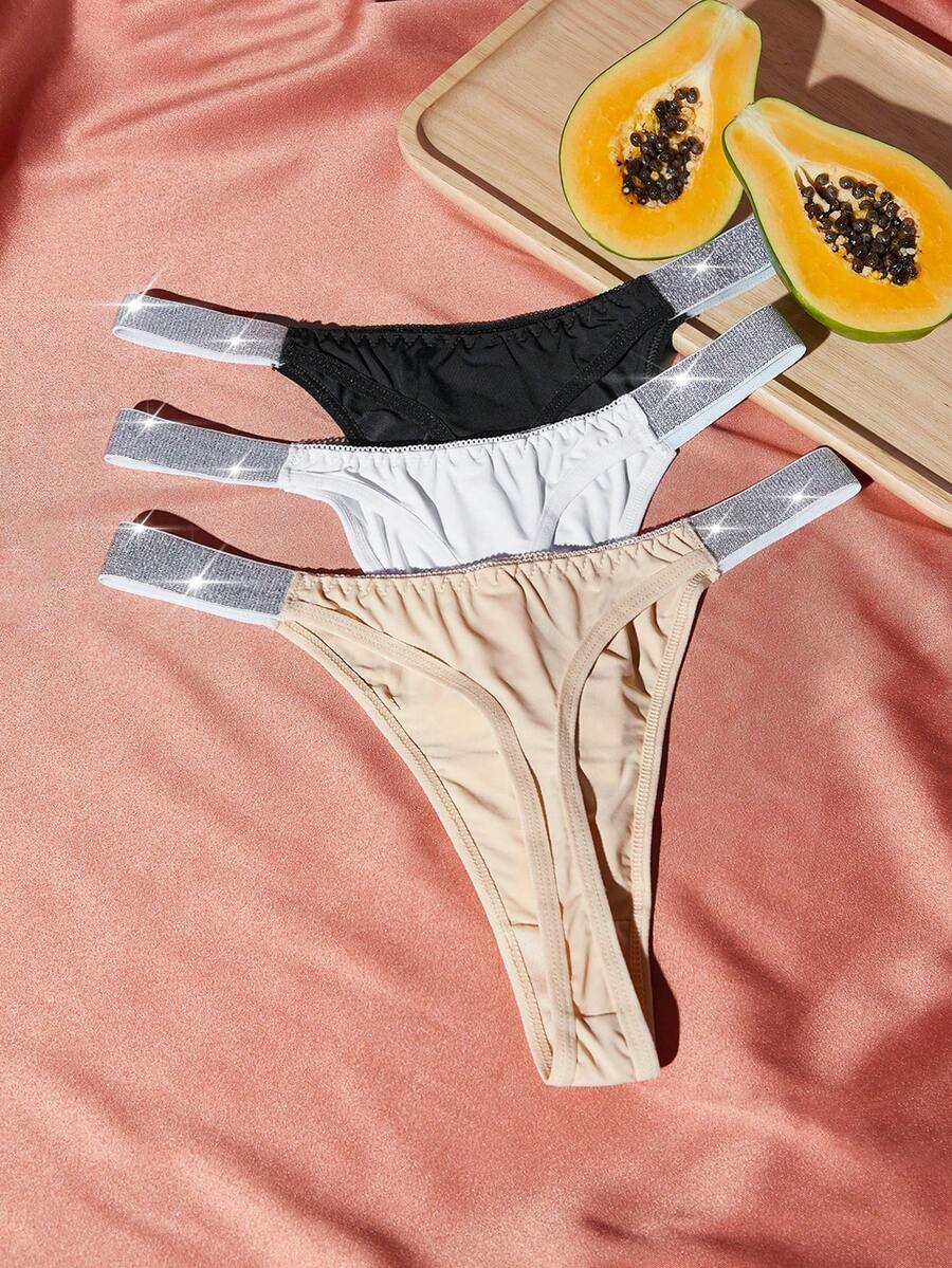 3pack Contrast Tape Thong | SHEIN USA
