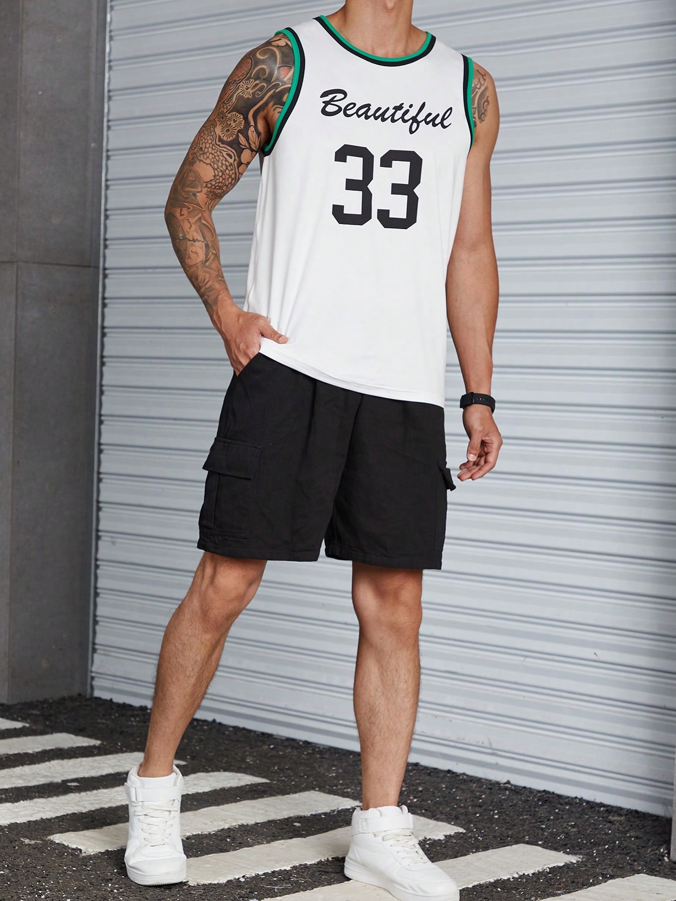 Manfinity Sporsity Men Letter Graphic Striped Trim Basketball Jersey ...