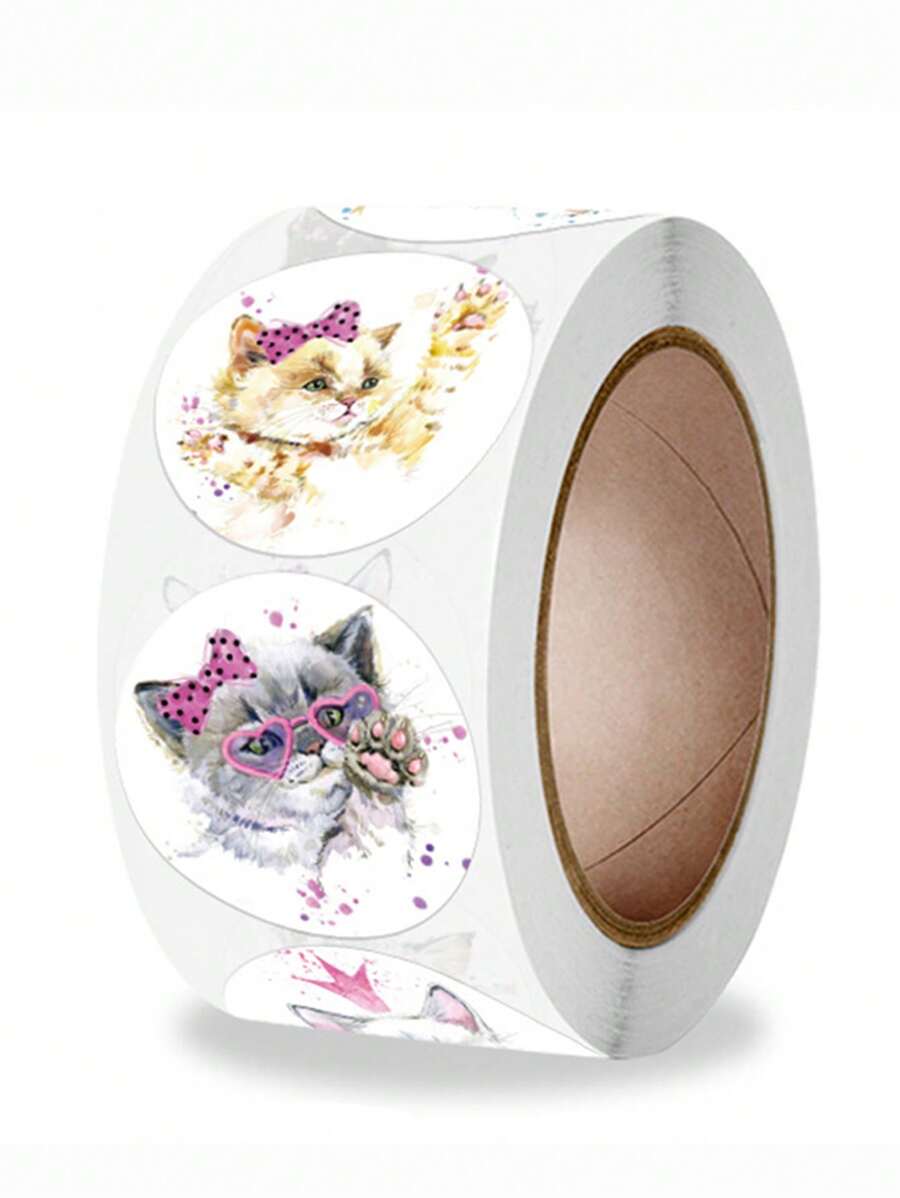 500pcs/Roll Cartoon Cat Stickers, Convenient Daily Casual Stickers ...