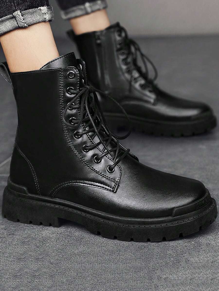 Cool Combat Boots For Men, Lace-up Front Platform Boots | SHEIN USA