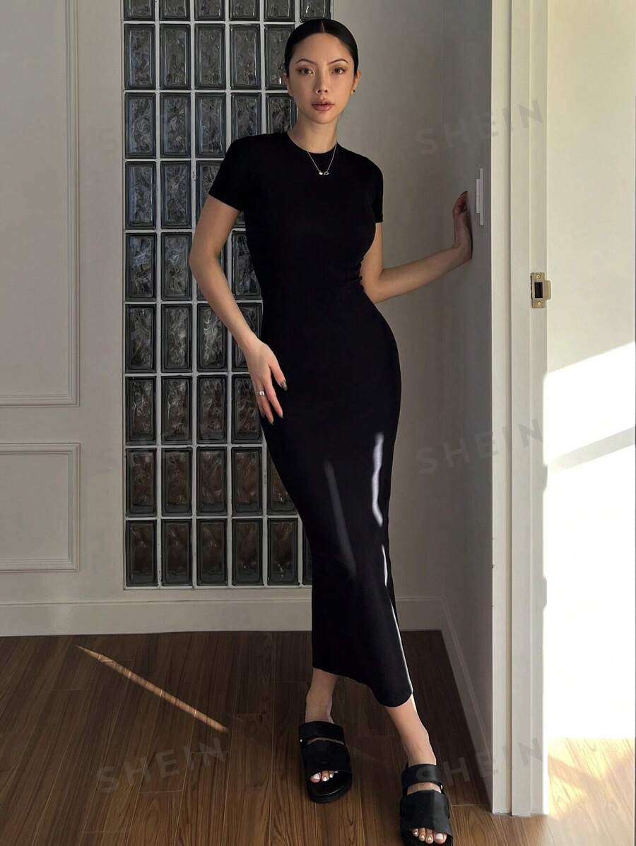 DAZY Vestido Bodycon Hem De Fenda Sólida | SHEIN Brasil