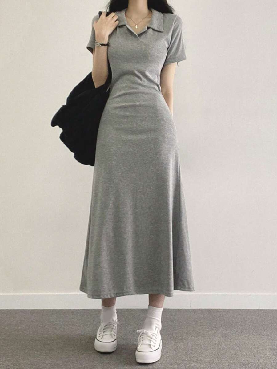 DAZY Solid A-line Dress | SHEIN USA