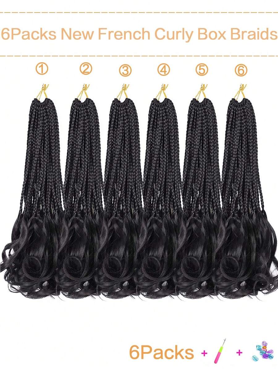 6pcs French Curl Crochet Braids Pre Looped Curly Braiding Hair Box ...