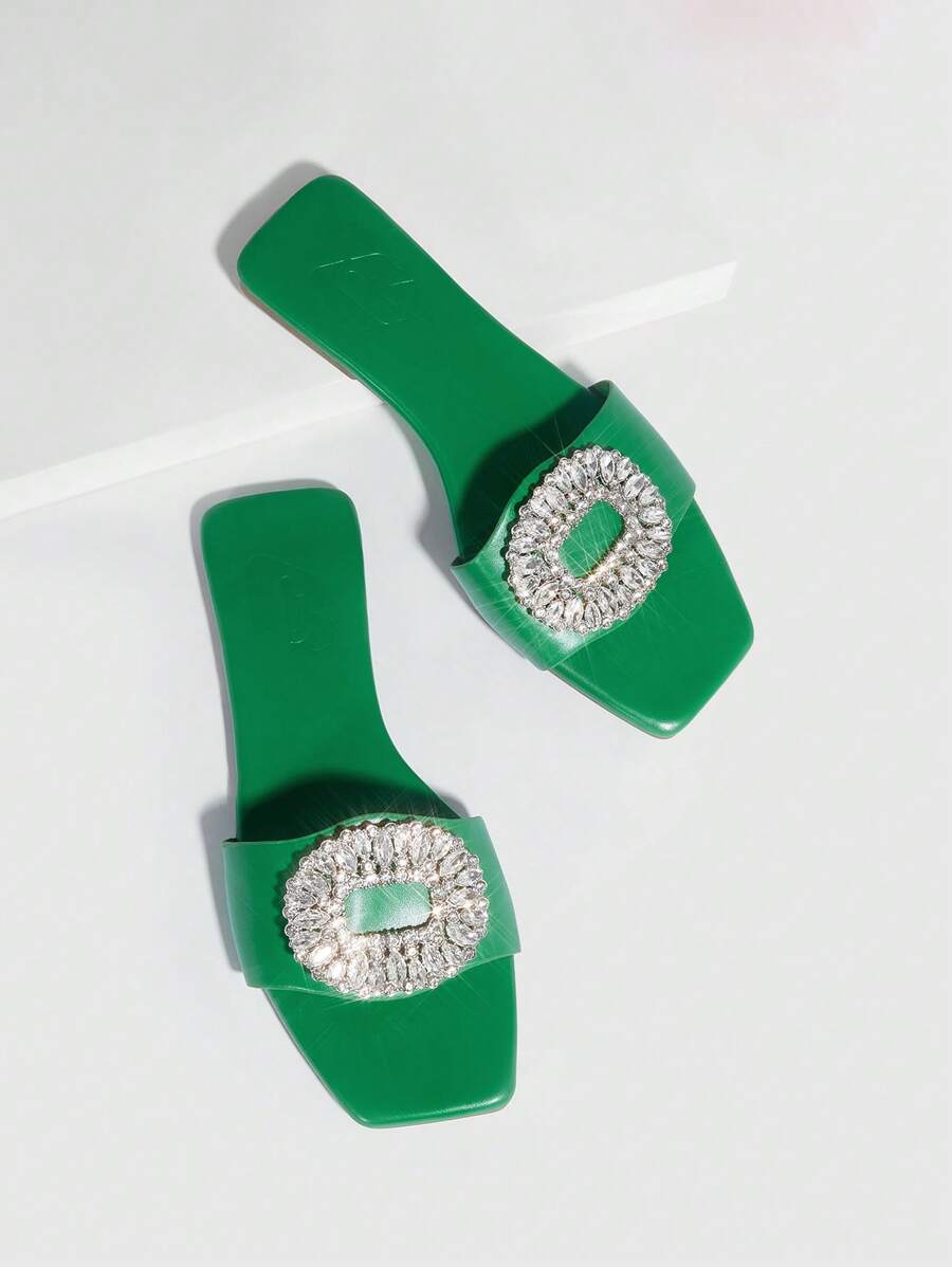 CUCCOO TILAWA Woman Shoes Rhinestone Decor Flat Sandals, Glamorous ...