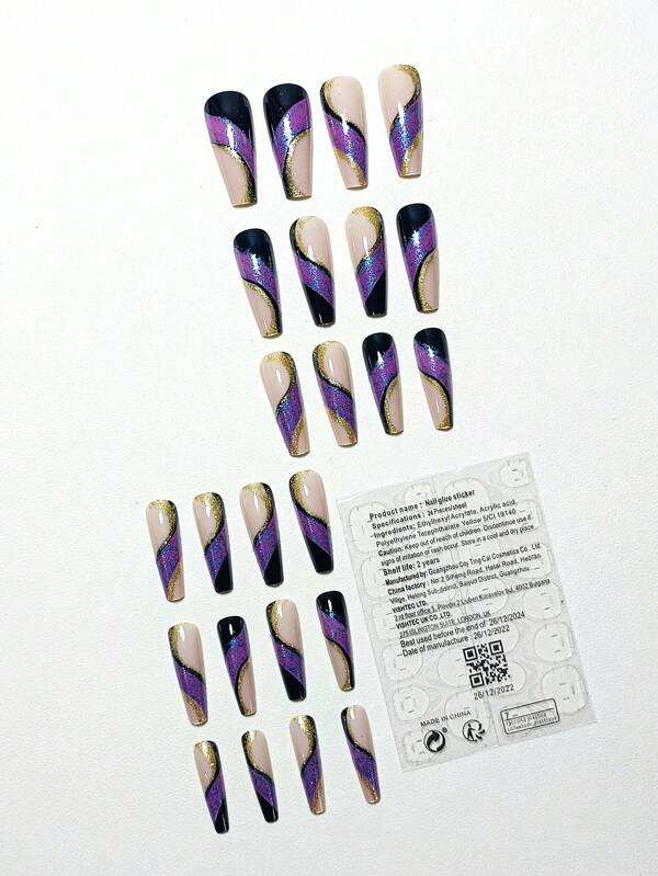 Instantly Upgrade Your Look With 24pcs Set Extra Long Coffin Shaped