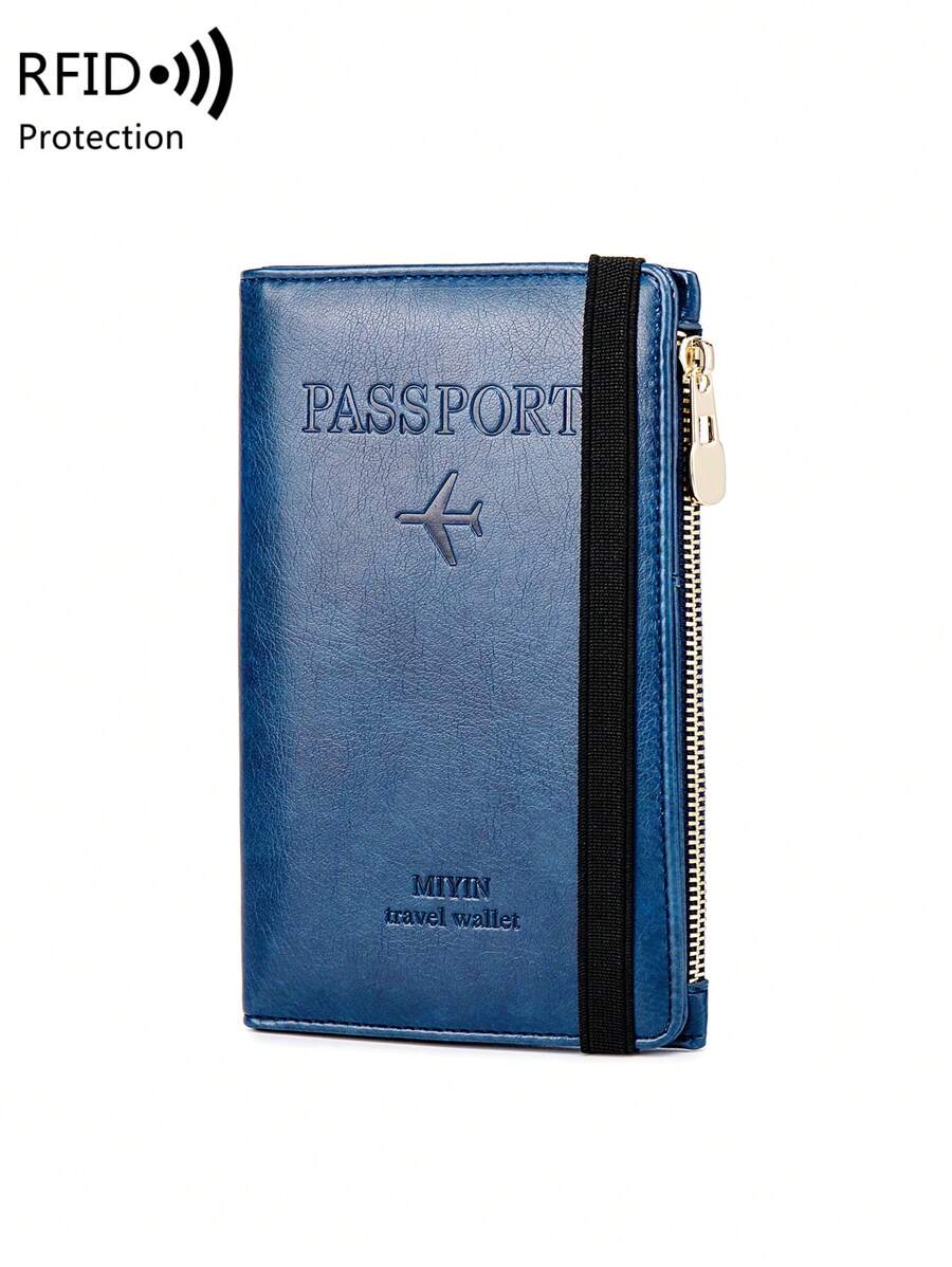 Airplane & Letter Embossed Passport Case Passport Holder Passport Cover ...
