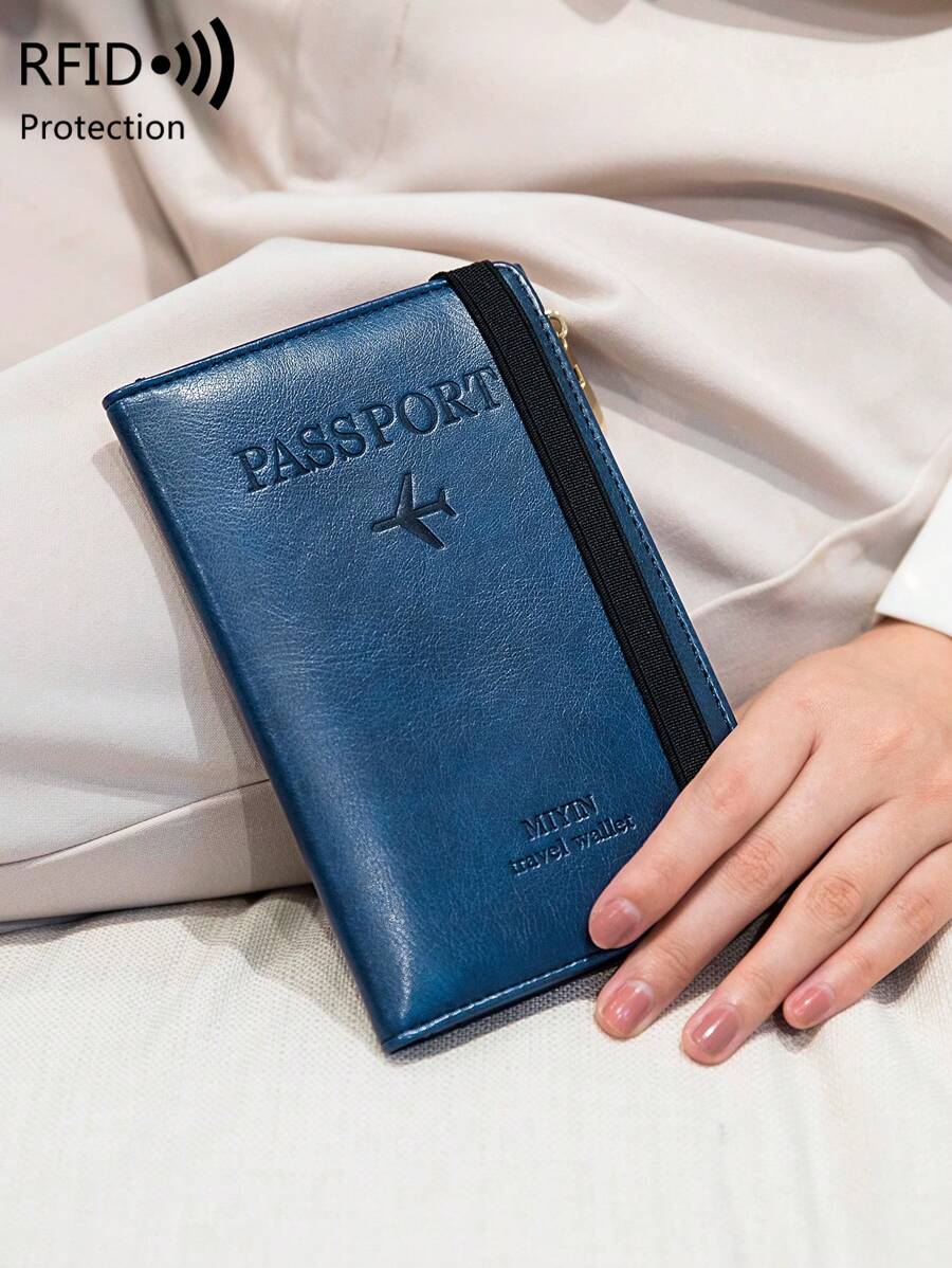 Airplane & Letter Embossed Passport Case Passport Holder Passport Cover ...