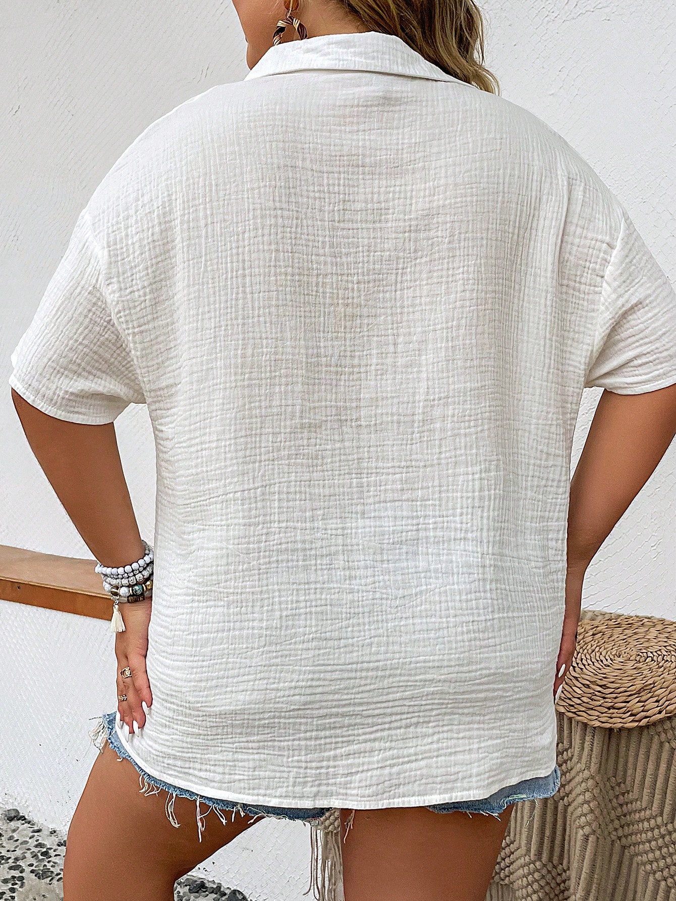 SHEIN LUNE Plus Solid Drop Shoulder Shirt | SHEIN USA