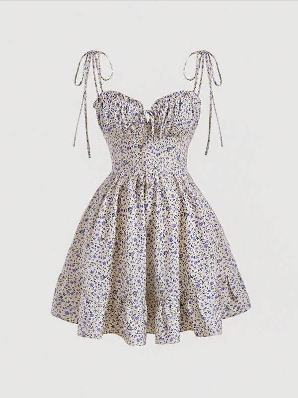 Shein Mod Ditsy Floral Tie Shoulder Cami Dress Shein
