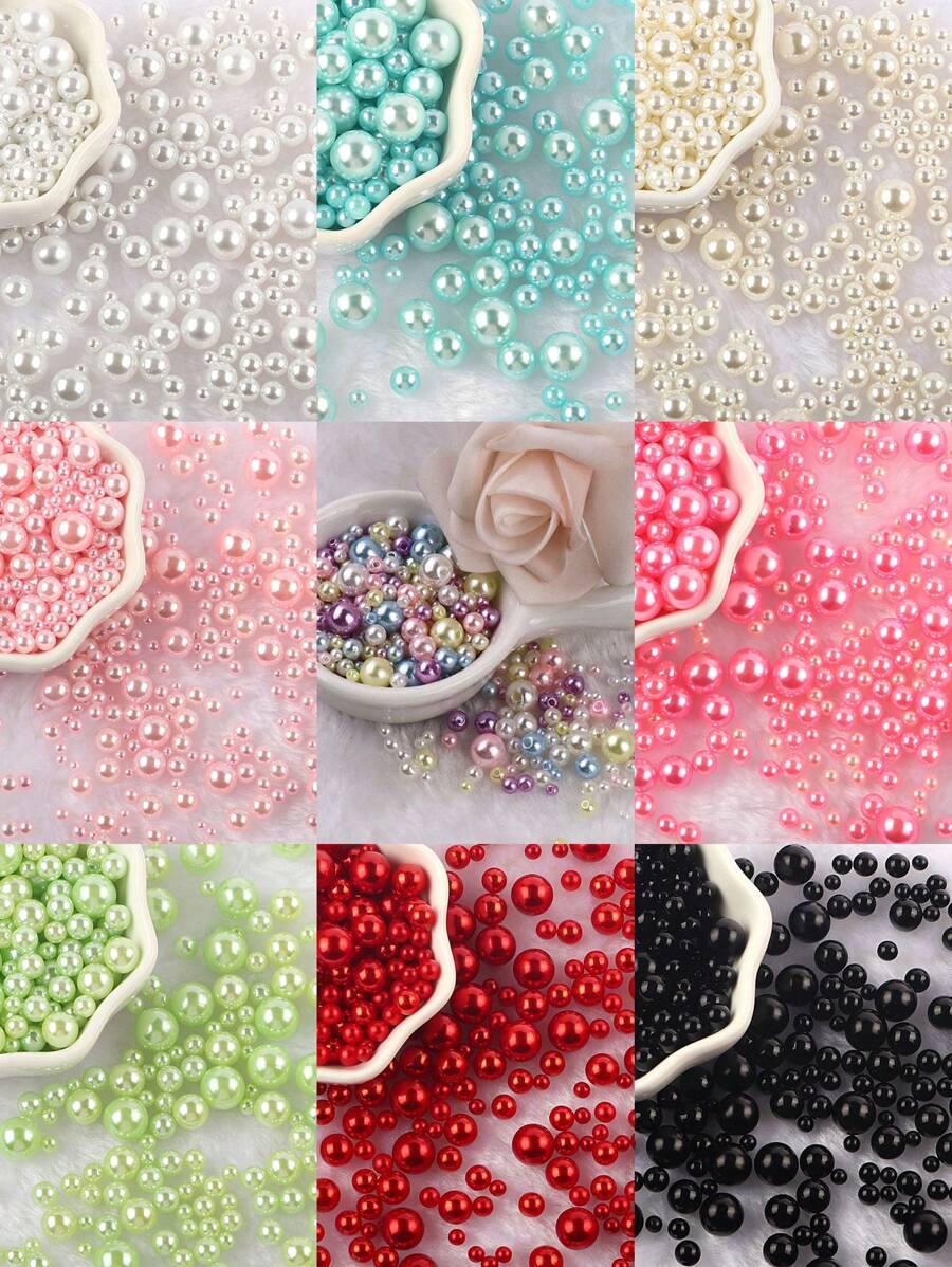 10g 3-10mm ABS Faux Pearl Bead Round Plastic Acrylic Spacer Bead For ...