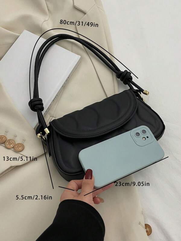 Minimalist Baguette Bag Small Flap Black Pu Hasp black purse Business ...