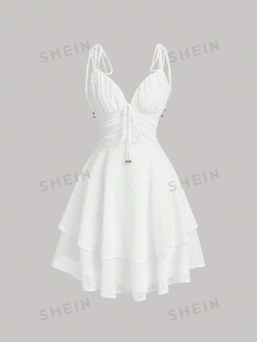 Shein Mod Swiss Dot Tie Shoulder Cami Dress Shein Usa