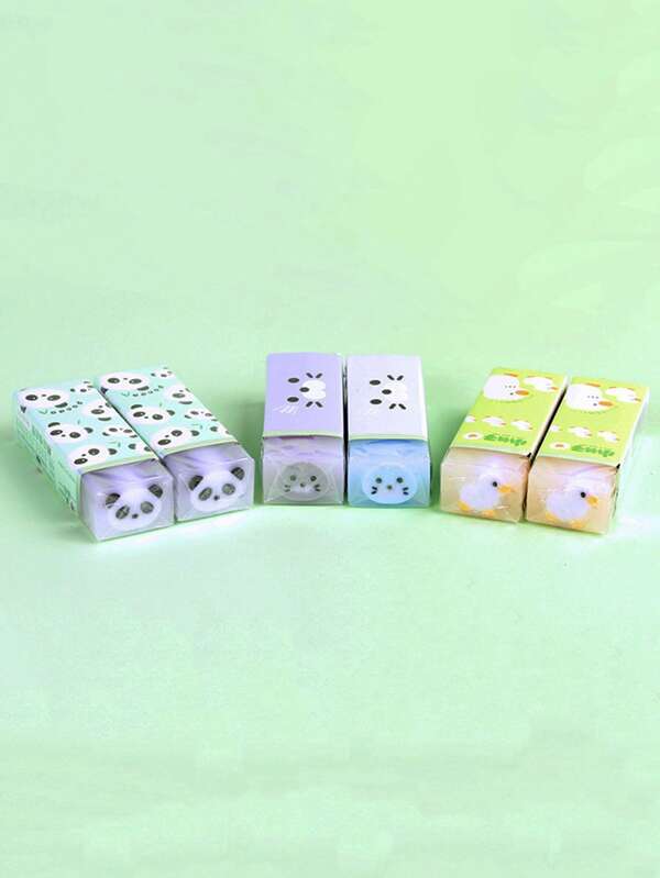 3pcs Cartoon Animal Pattern Eraser, Cute Portable Multi-purpose Pencil ...