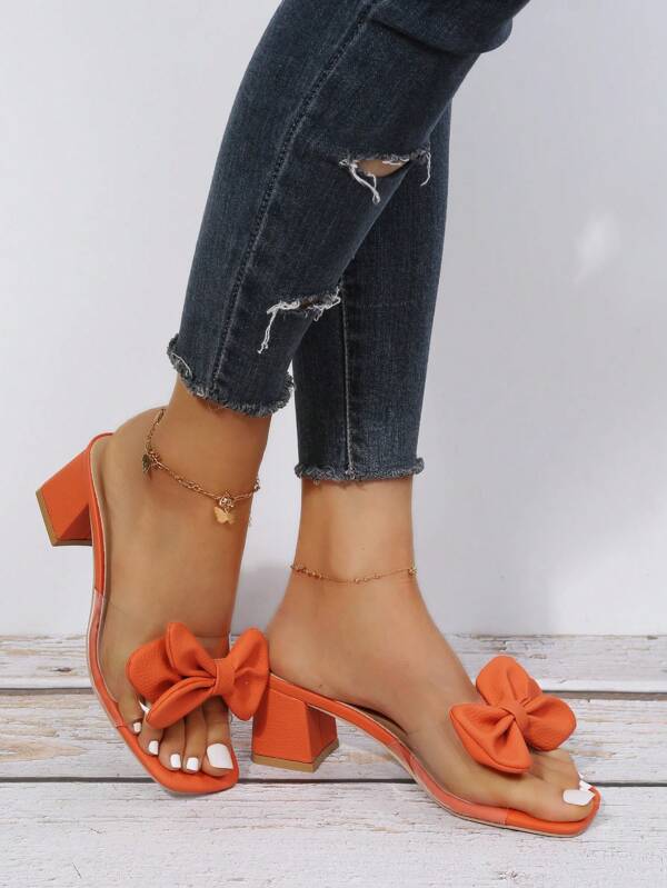 Sandalias naranjas con detalle de lazo para mujer, sandalias Funky con ...