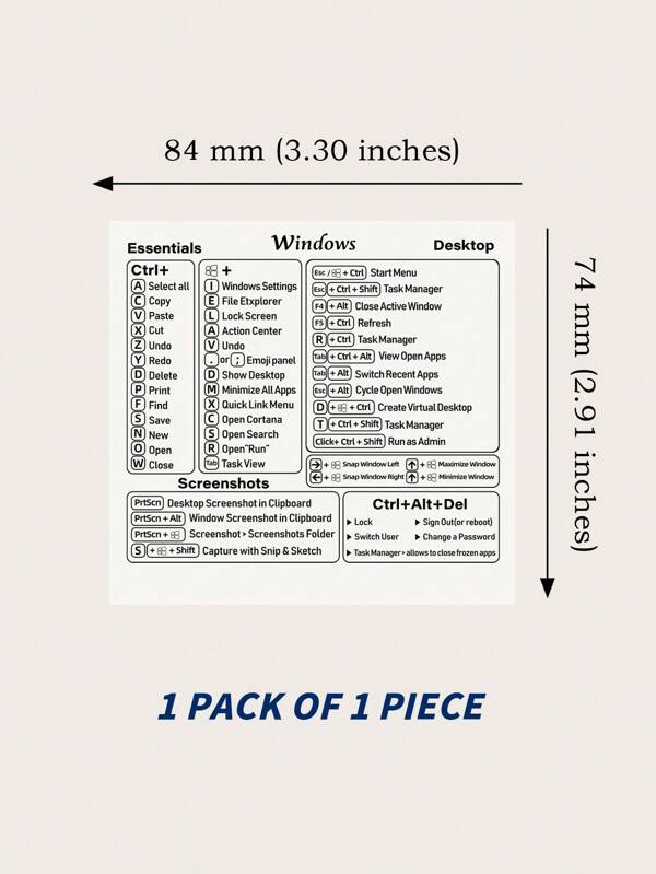 1sheet Reference Keyboard Shortcut Key Pattern Laptop Protective ...