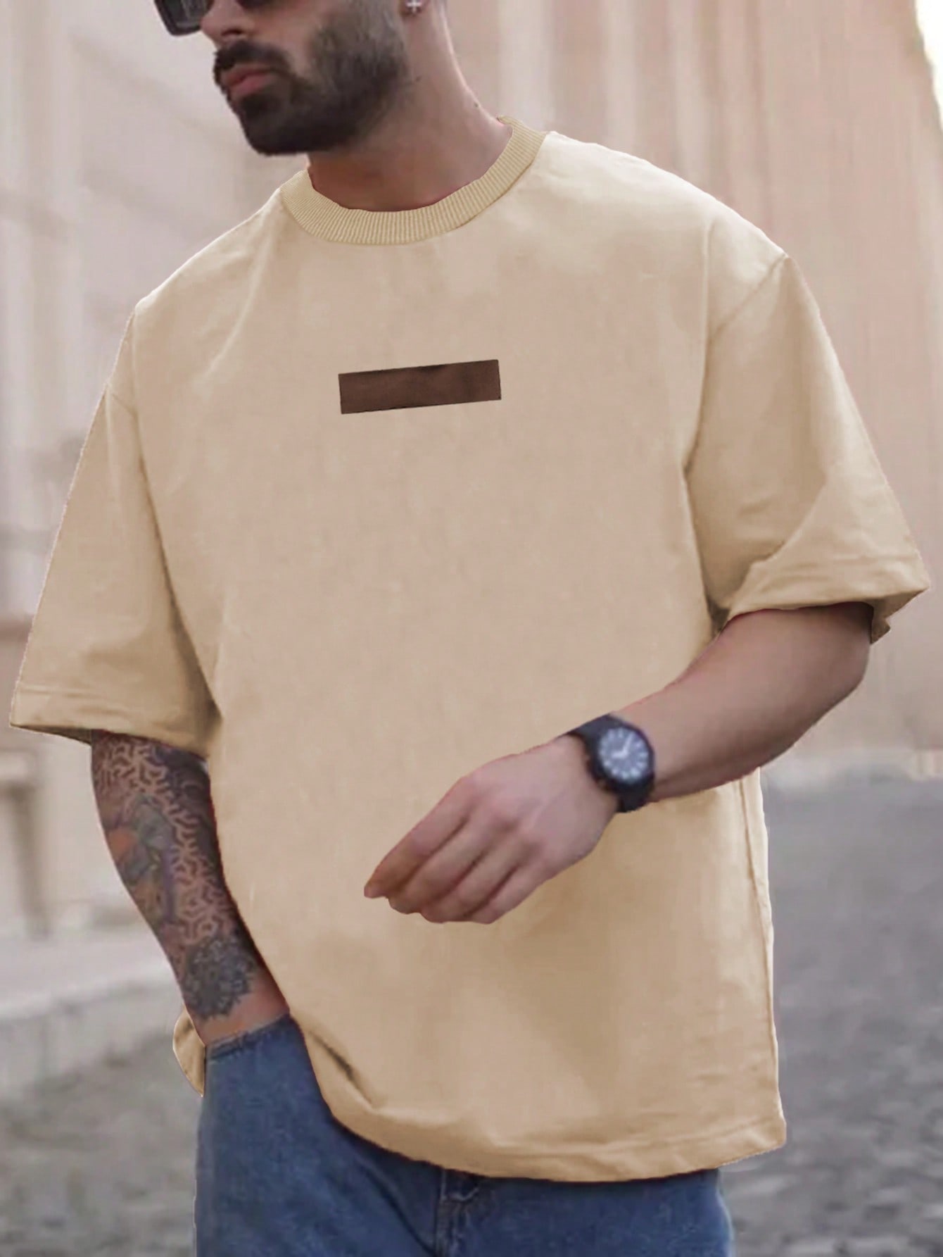 Manfinity Homme Camiseta Floja De Hombro Caído Para Hombre Con Bloques ...