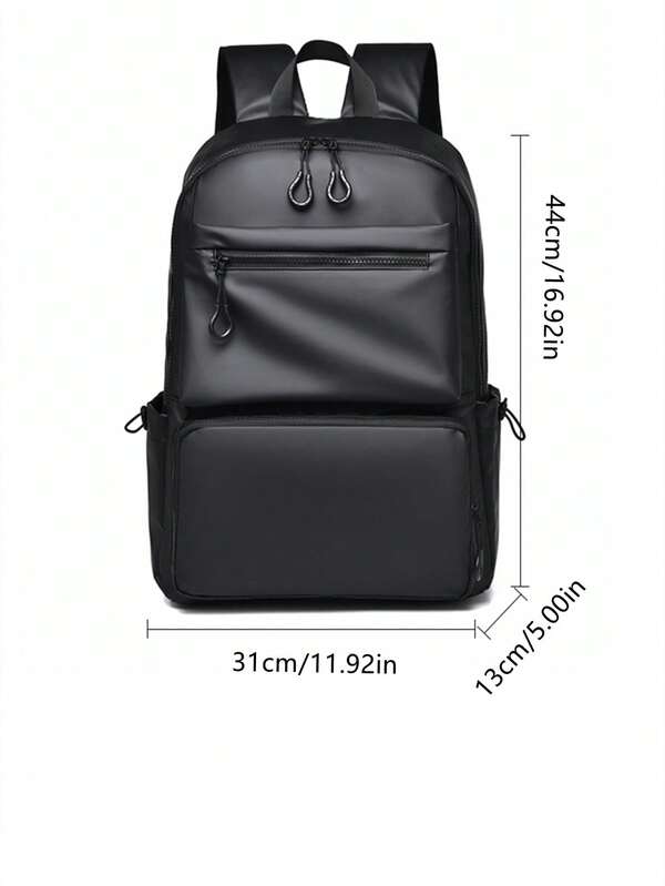 Minimalist Laptop Backpack Medium Zipper Black Waterproof | SHEIN USA