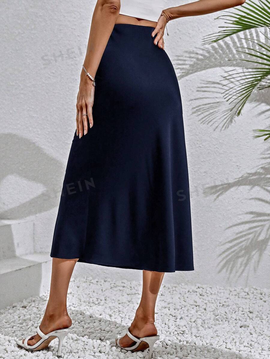 SHEIN Raffinéa Solid High Waist A-line Skirt | SHEIN USA