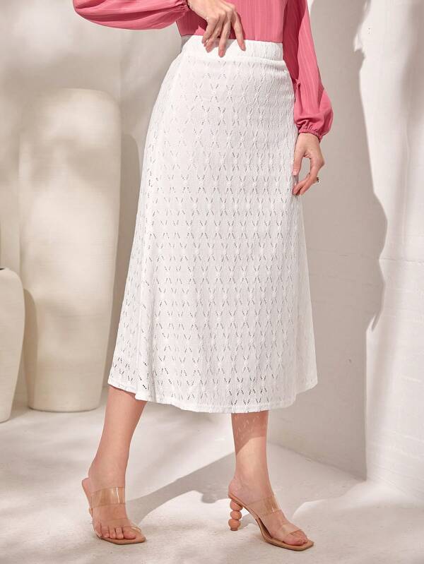 Shein Mulvari Solid Eyelet Embroidery Skirt Shein Usa
