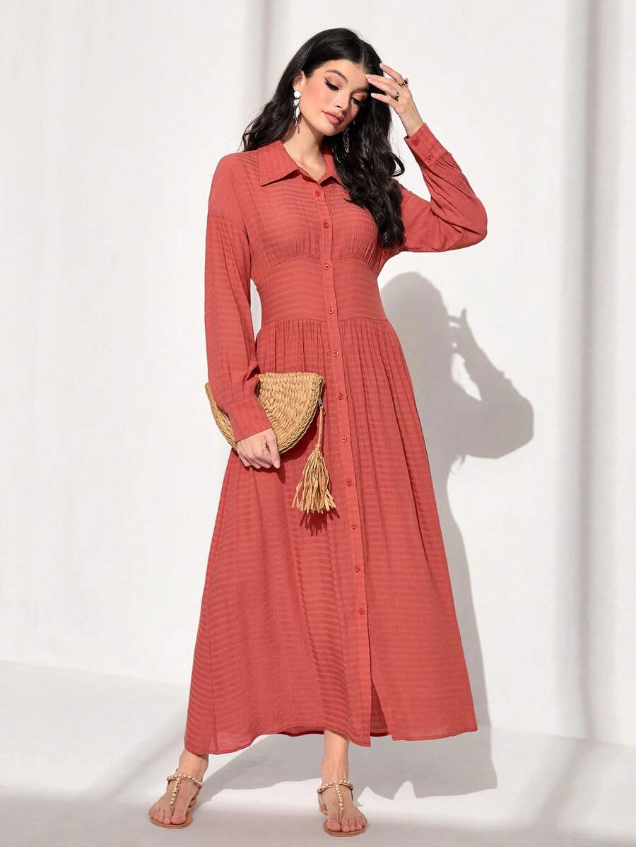 Mulvari Solid Button Front Shirt Dress | SHEIN USA