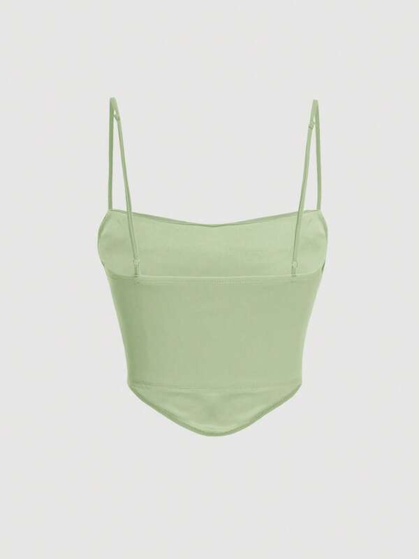 SHEIN MOD Top à fines brides unicolore à ruché en tulle | Mode en ligne ...