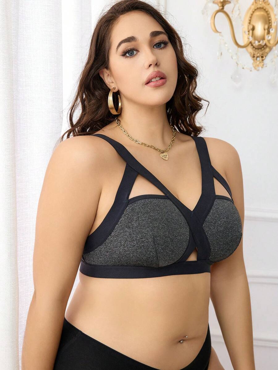 Plus Cut Out Front Bralette | SHEIN USA