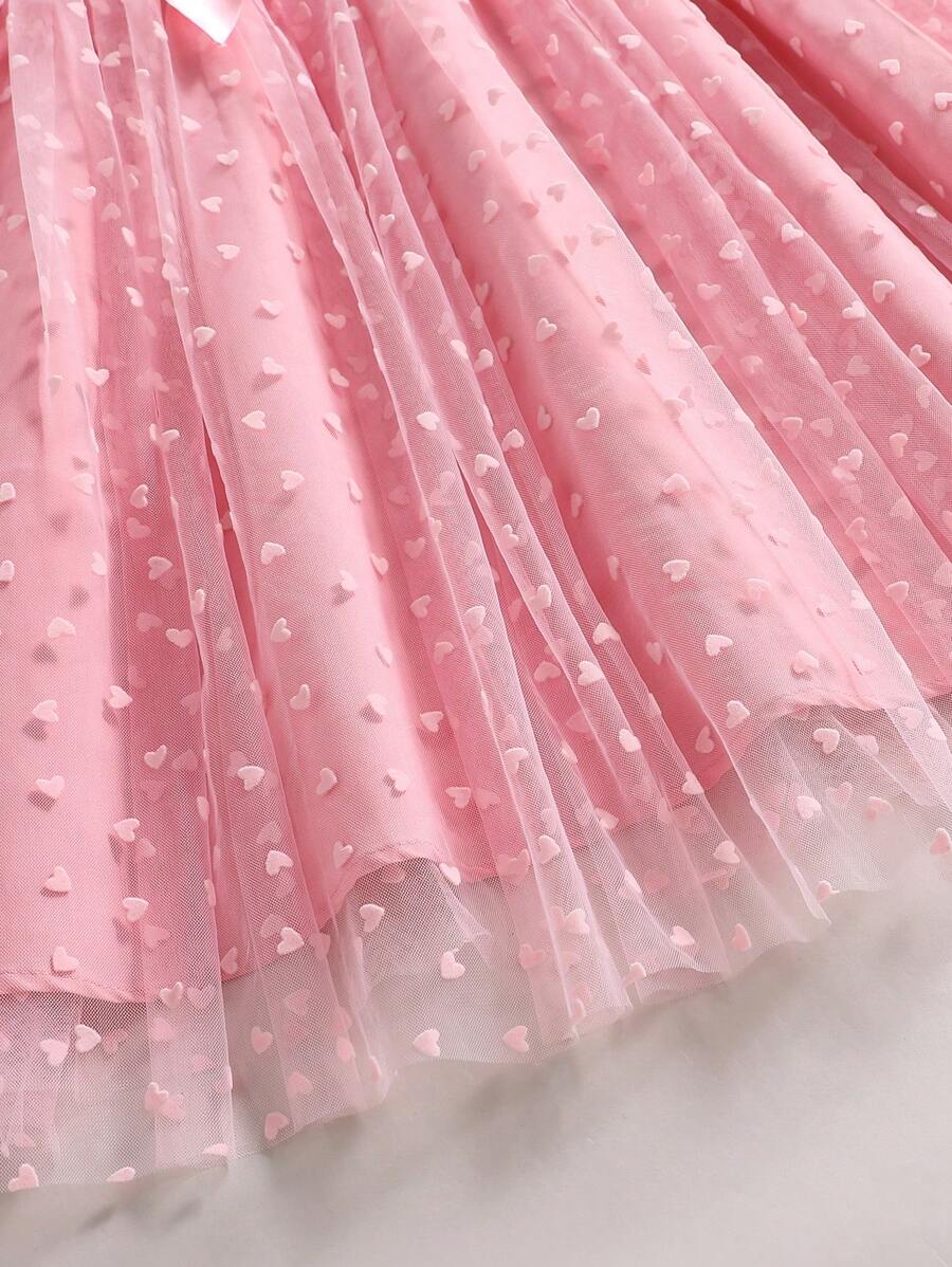 SHEIN Tween Girl Figure Graphic Asymmetrical Neck Ruffle Trim Mesh Hem ...