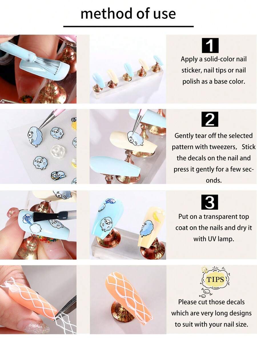 1 Sheet 5D Soft Gel Nail Art Sticker, Soft Gel Embossed Nail Art ...