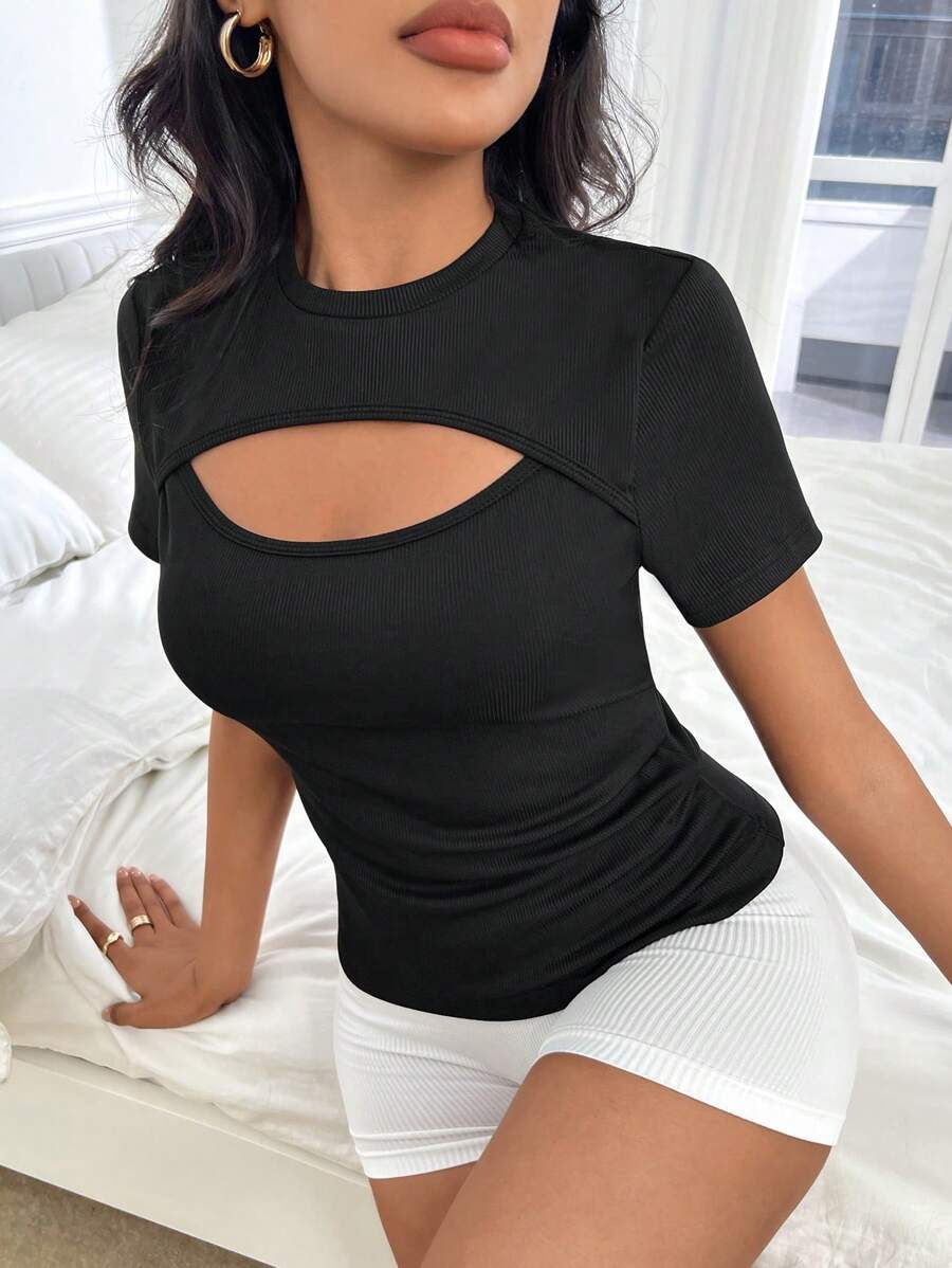 Cut Out Front Sports Tee | SHEIN USA