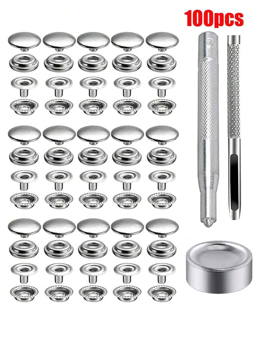 25 Sets Stainless Steel Snap Button, 15mm Heavy Duty Prong Press Studs ...