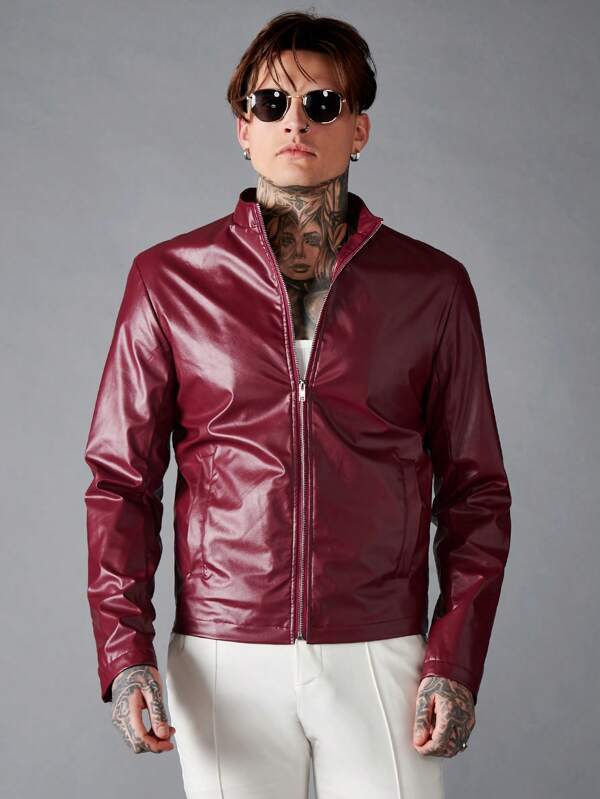 Manfinity LEGND Men Zip Up PU Leather Jacket | SHEIN USA