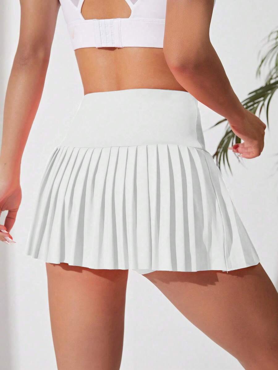 CourtClass Wide Waistband Pleated Sports Skort Tennis Skort | SHEIN USA