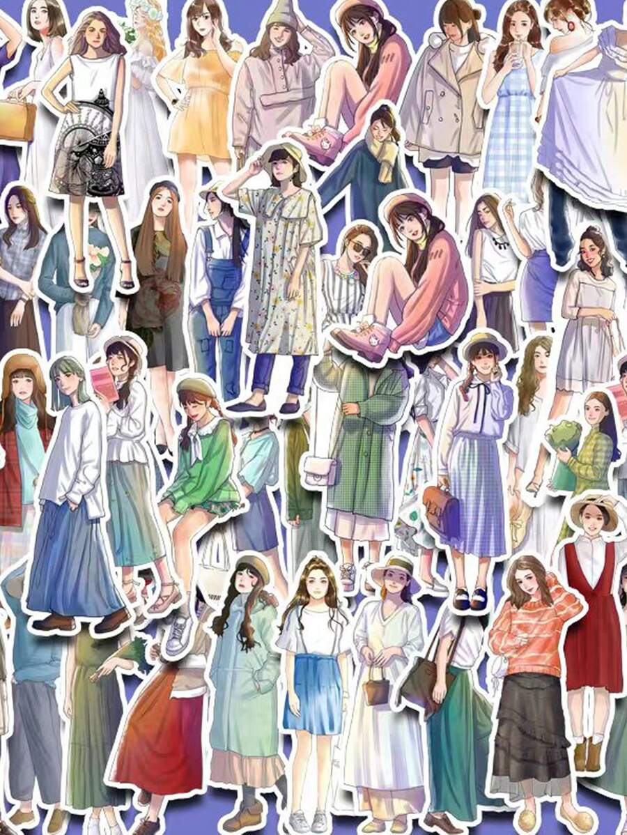 50pcs Figure Graphic Assorted Sticker, Modern Multi-purpose Decorative ...