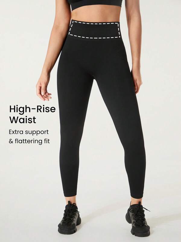 GLOWMODE 24" Seamless Tech Ribbed Logo Waist Leggings | SHEIN USA