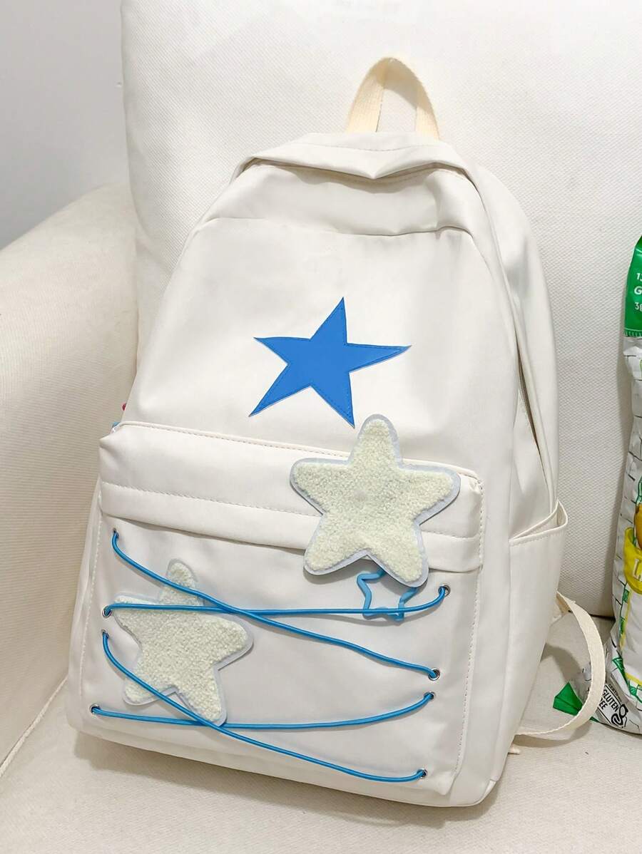 Star Graphic Classic Backpack Medium Zipper For School | SHEIN USA