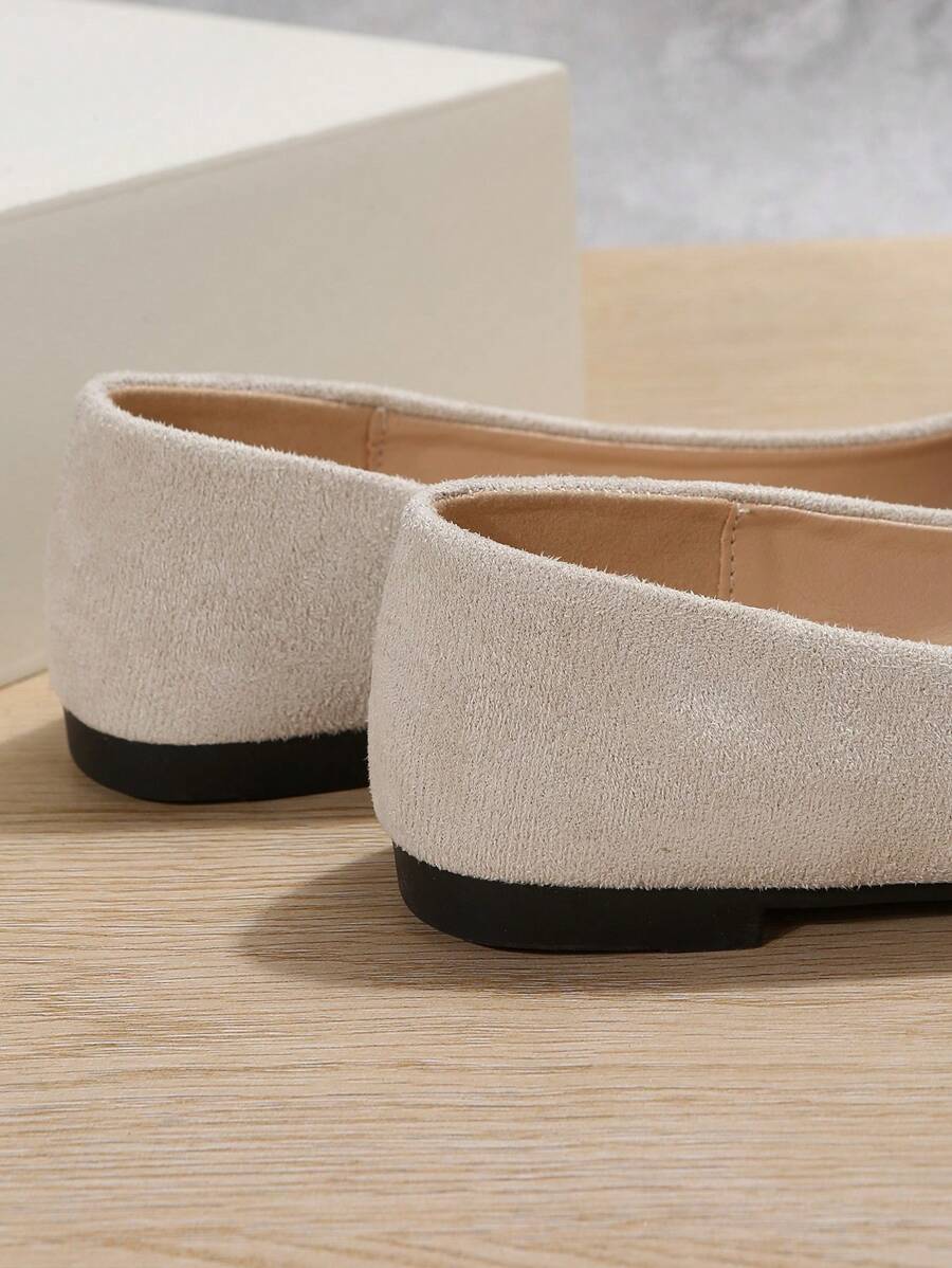 Women Two Tone Ballet Flats, Faux Suede Square Toe Elegant Flats ...