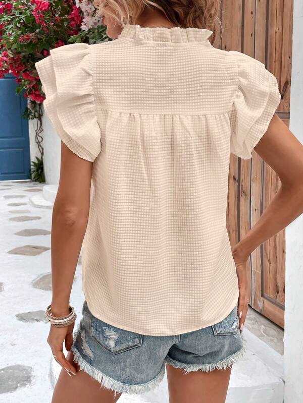 Shein Lune Notched Neckline Butterfly Sleeve Blouse Shein Usa