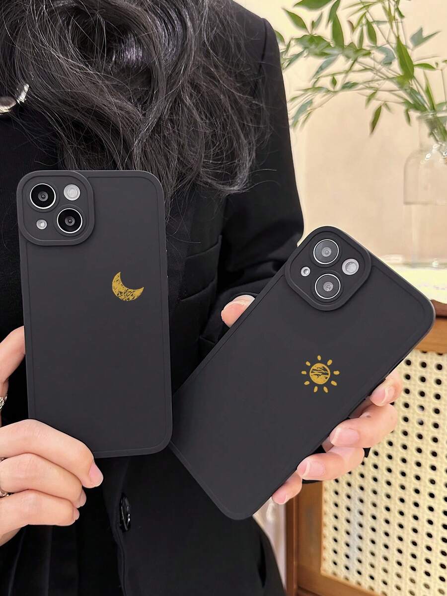 2pcs Sun & Moon Phone Case Set, Couple Silicone Phone Covers Compatible ...