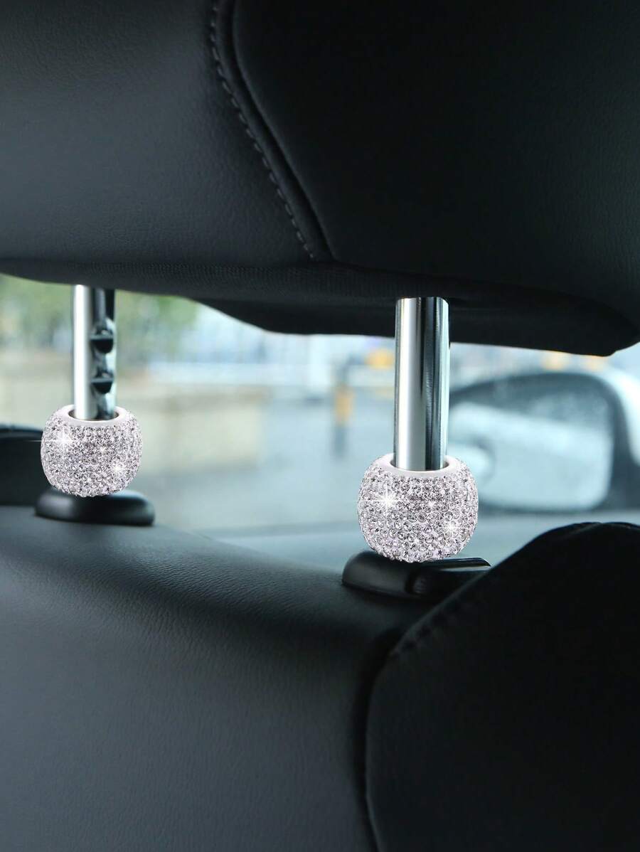 2pcs Rhinestone Decor Glass Car Headrest Ornament | SHEIN USA