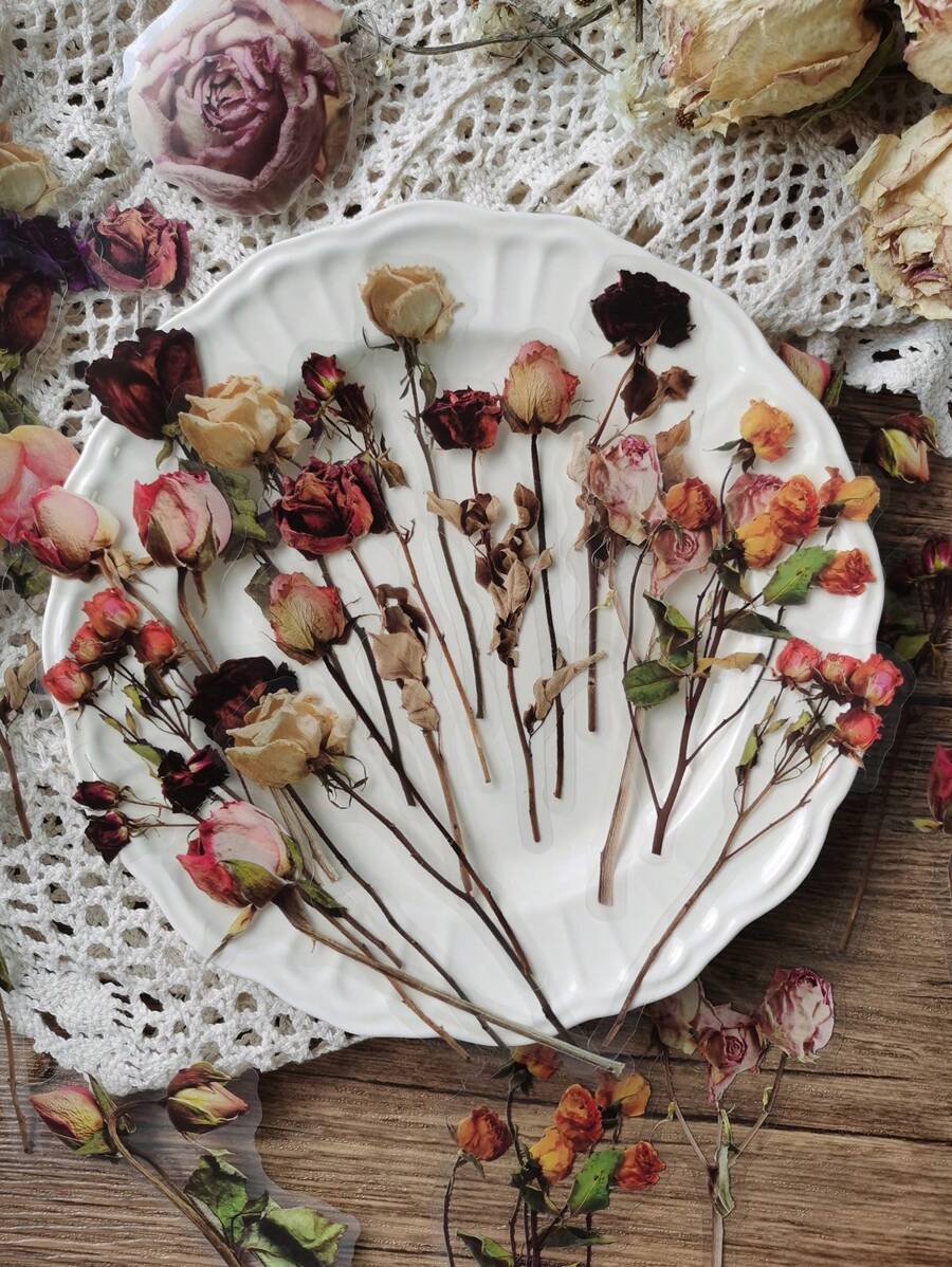 40pcs Flower Pattern Assorted Sticker, Vintage Waterproof Multi-purpose ...