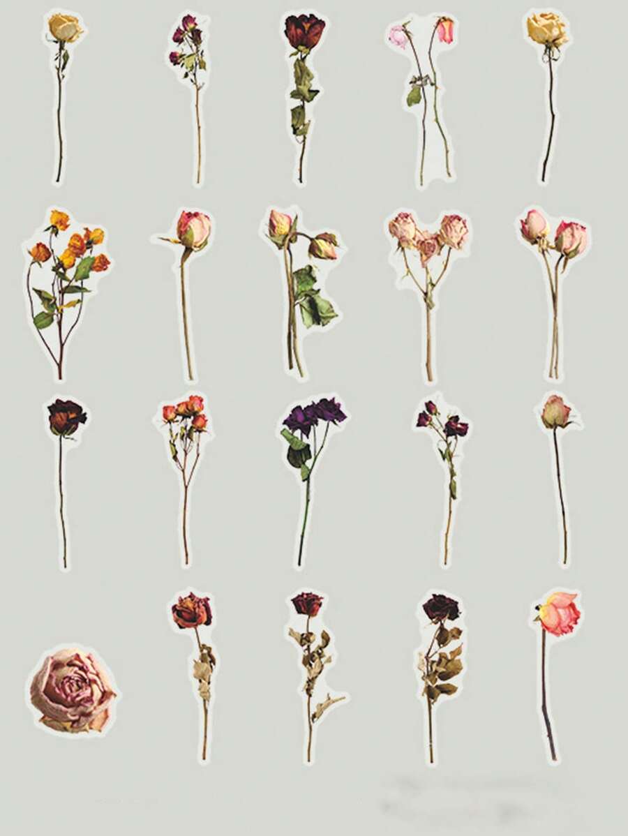 40pcs Flower Pattern Assorted Sticker, Vintage Waterproof Multi-purpose ...